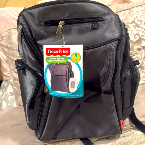 Fisher-Price | Other | Brand New Fisher Price Diaper Backpack Gray ...
